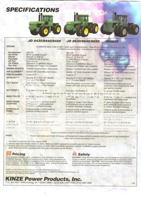 John Deere Tractors Discussion Board - kinze repower